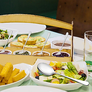 LIANYU Serving Spoon Set of 6, 9.8 Inch Stainless Steel Large Dinner Buffet Catering Banquet Serving Spoons, Mirror Finish, Dishwasher Safe