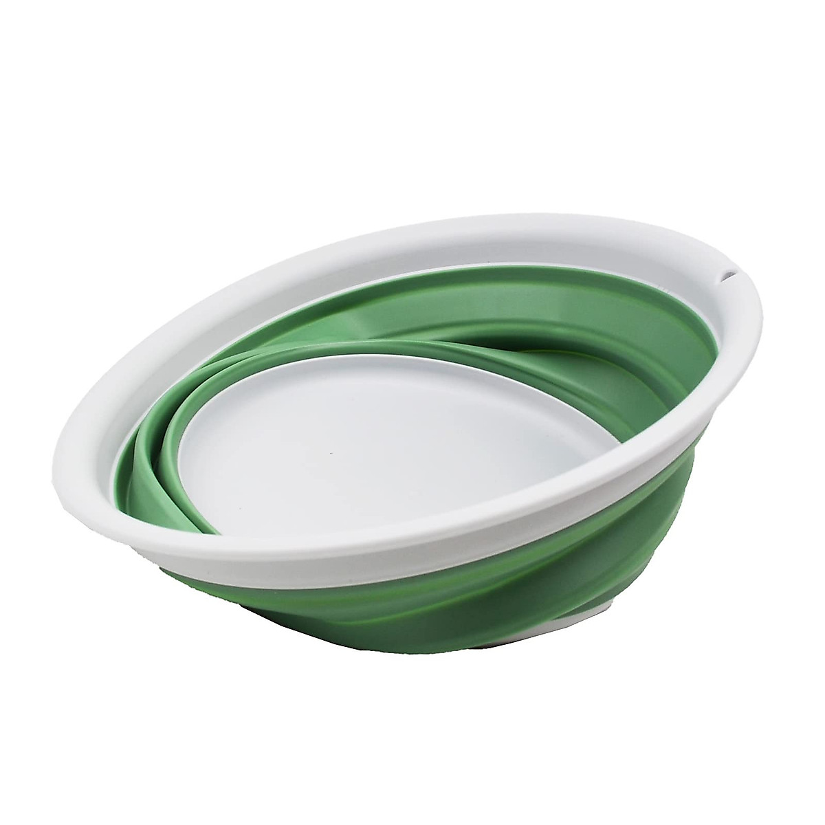 SAMMART 5.5L Set of 2 Collapsible Tub - Foldable Dish Tub - Portable Washing Basin - Space Saving Plastic Washtub (Grey + Dark Sea Green)