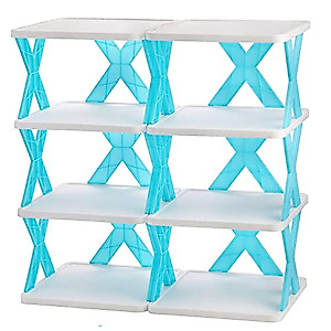Nicunom Free Standing Shoe Rack Organizer Narrow, 7 Tier Plastic Shoe Storage Organizer, Stackable Shoe Cube Racks, Free Standing Shoe Shelf Organizer for Entryway, Hallway, Closet, Bedroom