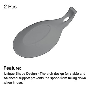 uxcell Silicone Spoon Rest, 9.25" x 4.72" Heat Resistant Kitchen Utensil Holder Spatula Ladle Rest for Counter Stove Top, Gray 1Pcs