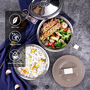 GOLDEN KEY Stainless Steel Stackable Lunch Box for Adult, Huge Capacity Bento Box with Stackable 4 Tier Insulated Food Container, and Lunch Bag (120 Ounces 4-Layers Bento)