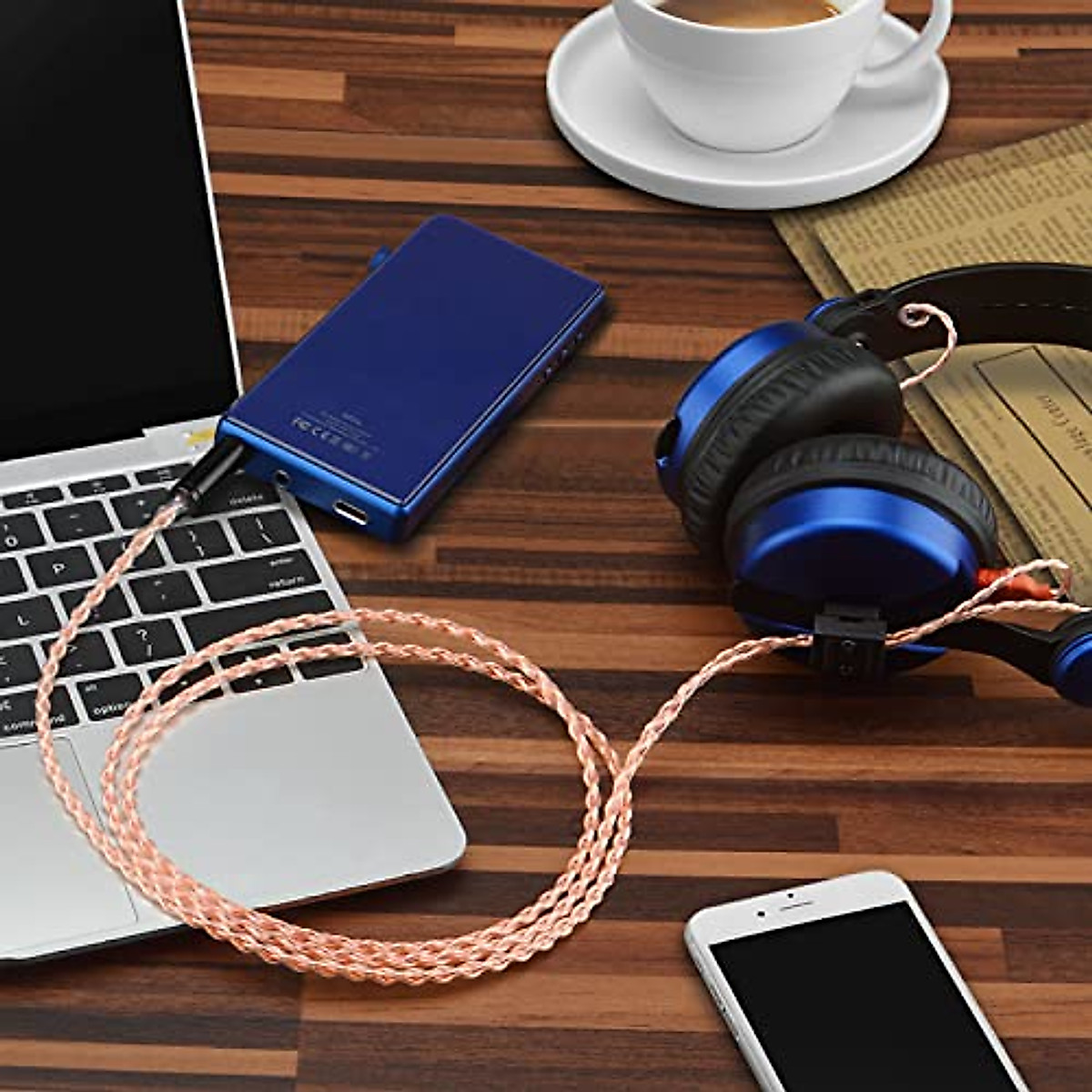 GEEKRIA Apollo Single Crystal Copper Upgrade Audio Cable Compatible with Sennheiser HD25, HD25-1 II, HD25-C, 2.5mm Replacement Headphones Cord for Hi-Resolution Audiophile, HiFi Headset (5ft/1.5m)