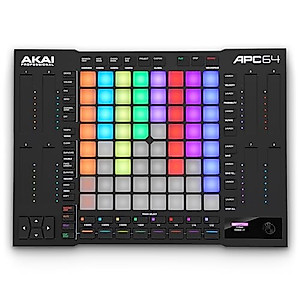 AKAI Professional APC64 Ableton MIDI Controller with 8 Touch Strips, Step Sequencer, 64 RGB Velocity-Sensitive Pads, CV Gates, MIDI In & Out, USB-C