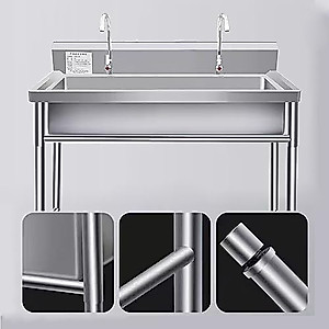Commercial Stainless Steel Utility Sink,Free Standing Stainless-Steel Single Bowl, Utility Sink, Kitchen Sink Industrial Sink,with Faucet and Accessories(47.2 * 23.6 * 31.5in)