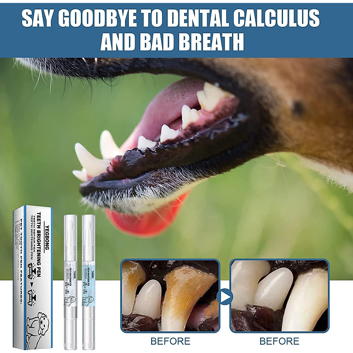 Teeth Brightening Pen for Pet - Pet Teeth Repairing Kit,Pet Dog/Cat Teeth Cleaning Pen for Dental Care,Pet Teeth Whitening Pen Tool，Dog Tartar Dental Stone Cleaning Pen 5ML