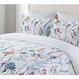 Royal Tradition 2pc 100% Cotton Duvet Cover Set (Twin/Twin XL) Thalia Floral Comforter Cover with Pillow Sham