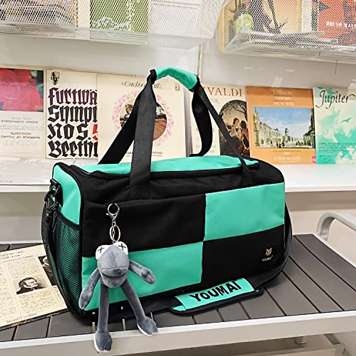 Large Travel Duffel Bag, Dry Wet Separation Sports Gym Bag with Shoes Compartment, Durable Oxford Bag for Men Women Weekender Overnight Bag, Carry-on Duffel Bag for Short Journey, Yoga, Gym (Green)