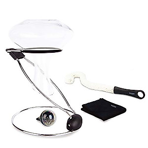 VOOV Contemporary Premium Decanter Cleaning Set with Glass Decanter, UNIQUE FOLDABLE Drying Stand, Cleaning Beads, Cleaning Brush and Microfiber Drying Cloth