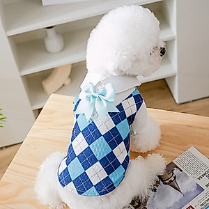 YiQ RiC 2pack=Dog Dress+Dog Shirt Christmas Dog Clothes Dog Christmas Dress Fun Cat Outfit cat Clothes cat Costumes Plaid Adorable Cool Breathable Sky Blue & Pink