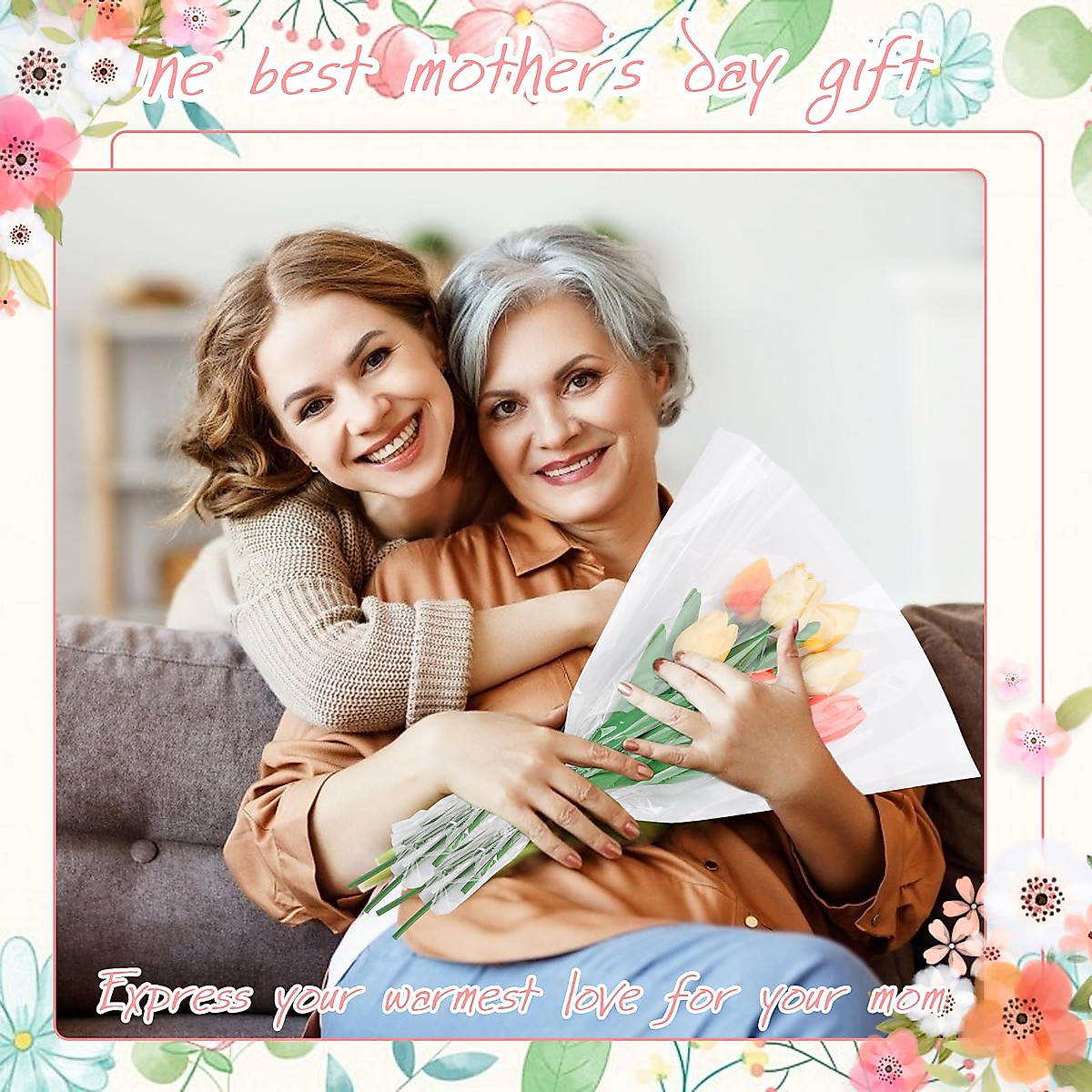 100 Pcs flower packaging transparent bag,flowers bouquet sleeve transparent cellophane Suitable for flower shop, shopping mall flower packaging