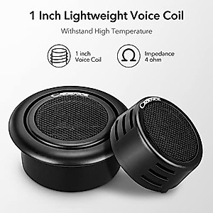 Cadence 1" Car Tweeters Pair Piezo Hybrid Q75T Replacement Speakers 400W, Modified Car High Fidelity Stereo Speaker Silk Dome Tweeter Car Audio