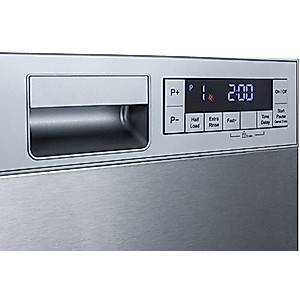 Summit DW18SS4 18 Built In Dishwasher with 8 Place Settings Energy Star Digital Touch Controls Stainless Steel Interior Adjustable Smart Fold Shelf Time Delay in Stainless Steel