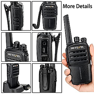Retevis RT40B Walkie Talkie Rechargeable,Mini 2 Way Radio for Adults, Rugged Two Way Radios Rechargeable, Handheld USB Charging Base Emergency Alarm, for Adults Skiing Hunting Cruise Gifts (1 Pack)