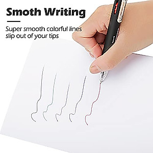 Baile 6 in 1 Multifunctional Ballpoint Pens 5 Colors 0.7 mm Ballpoint Pen and 0.5 mm Mechanical Pencil in One Pen, Pack of 5