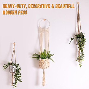 TOINSIX 6 Pcs Wood Wall Hooks – Decorative Wooden Hooks for Wall Mount, Unique Boho Wooden Pegs Bag Hangers, Entryway Hat Hooks for Hanging Towel, Coat, Cap, Backpack (Beech Wood)