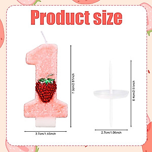 Strawberry Number 1 Candle, Cute Berry Number One Candle Strawberry Theme Cake Topper Decor Supplies for First Birthday Wedding Party Baby Shower Decoration