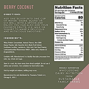 Pounamu Immune Defense Berry Coconut Protein Powder Blend | Grass-Fed, Free-Range New Zealand Whey Protein + Lactoferrin + Probiotics + Vitamins C & D for Immune and Digestive Health 14.4OZ