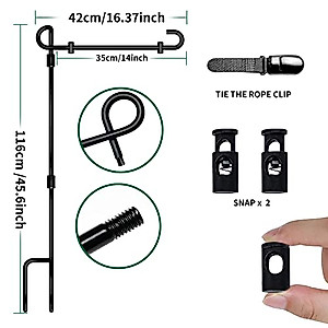 SZHLUX Garden Stand Premium Yard Pole Holder (35.4’’) Metal Powder-Coated Weather-Proof Paint with one Tiger Clip and Two Spring Stoppers Without Flag, Black