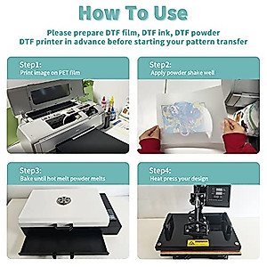 DTF Powder White Digital Transfer Hot Melt Adhesive, 400g/14oz DTF Pretreat Powder for DTF Printer Direct Print on All Fabric Include Jeans Cotton T Shirt Textile etc