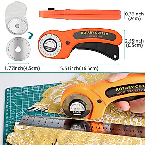 Rotary Cutter Set, Rotary Cutter for Fabric, 40 Pcs Fabric Cutter Wheel Kit, with A4 Self Healing Mat, 1 Craft Knife, Steel Rule, 2 Different Models Exacto Knifefor Sewing, Quilting, Crafts Fabric