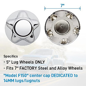 B4B BANG 4 BUCK 4 Packs 7" Center Cap with 5-Lug Steel Wheel Chrome for Ford 1997-2003 F150 F-150 97-02 Expedition