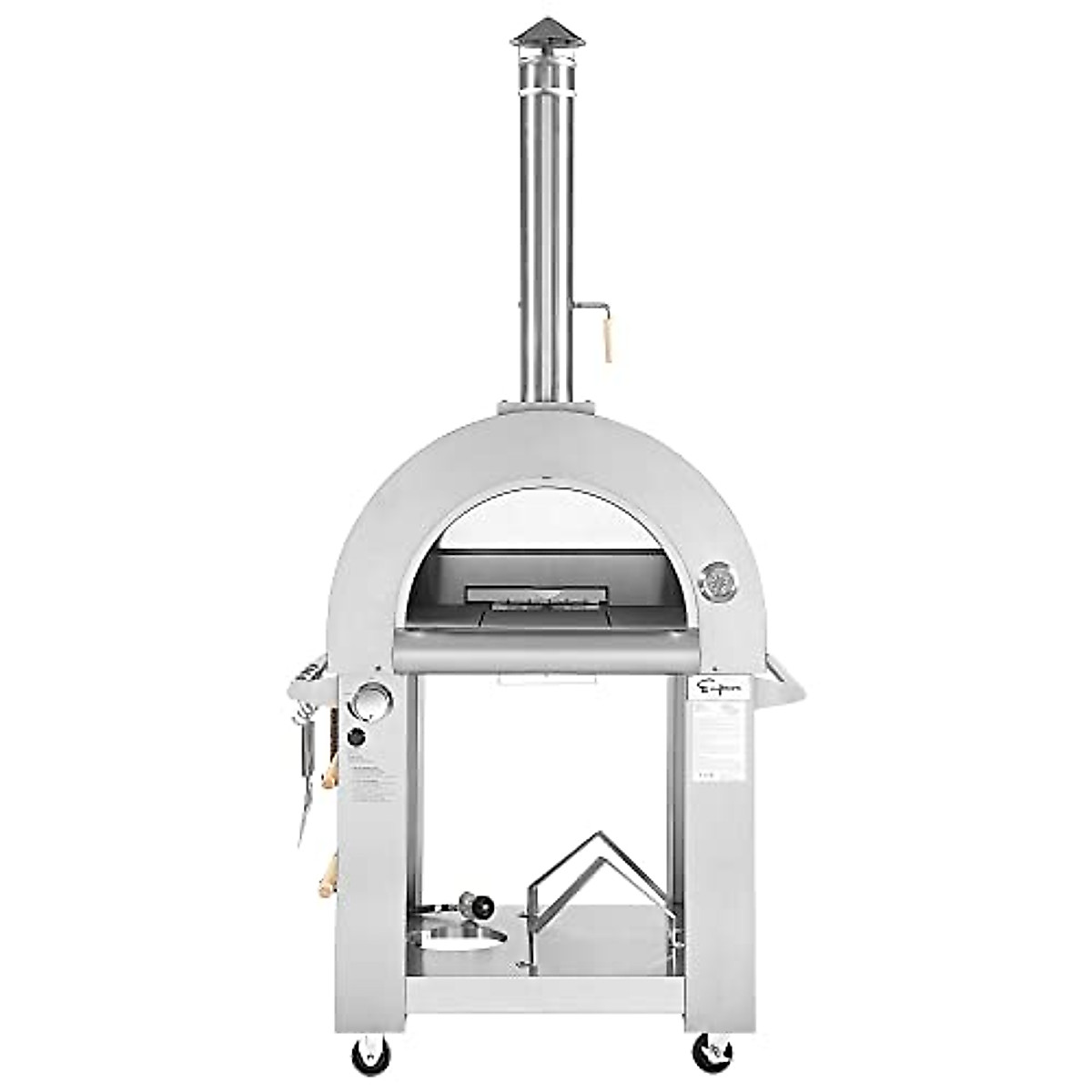 Empava 32.5" Outdoor Pizza Oven Grill Compatible with Wood Fire and Portable Gas in Stainless Steel