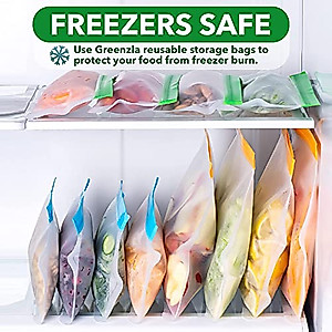 Reusable Freeze Bags Silicone-12 Pack Stasher Reusable Silicone Bags for Food Storage Resealable Lunch Bag for Meat Fruit Veggies Reusable Sandwich Bags BPA FREE Flat Freezer Bags