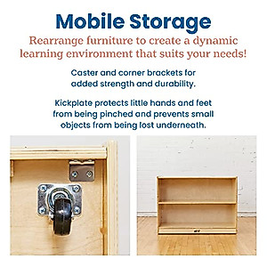 ECR4Kids - ELR-0450 Birch 2 Shelf Storage Cabinet with Back, Wood Book Shelf Organizer/Toy Storage for Kids, Natural