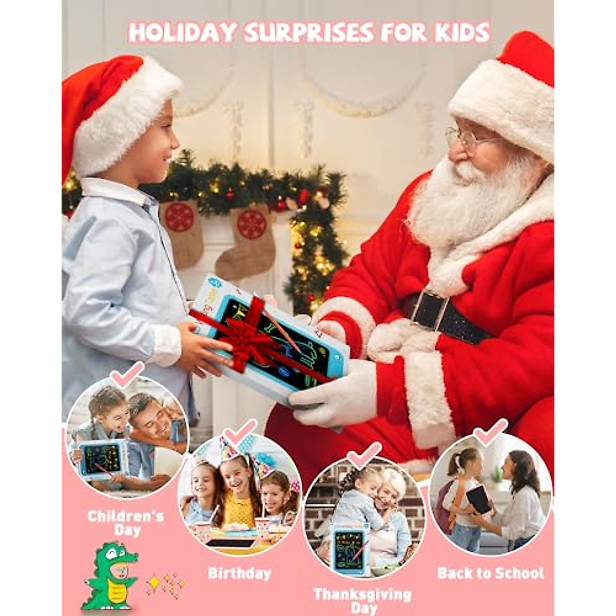 KOKODI LCD Writing Tablet for Kids, 10 Inch Colorful Drawing Tablet, Educational Learning Kids Toys for Age 3-12 Years Old, Toddler Doodle Board, School Supplies for Girls, Birthday Gifts