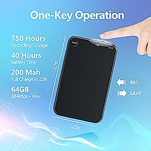 64GB Voice Recorder, Telele Voice Activated Recorder with 40 Hours Battery Time and 750 Hours Recording Capacity, Small Audio Recorder for Lecture, Meeting, Interview and More