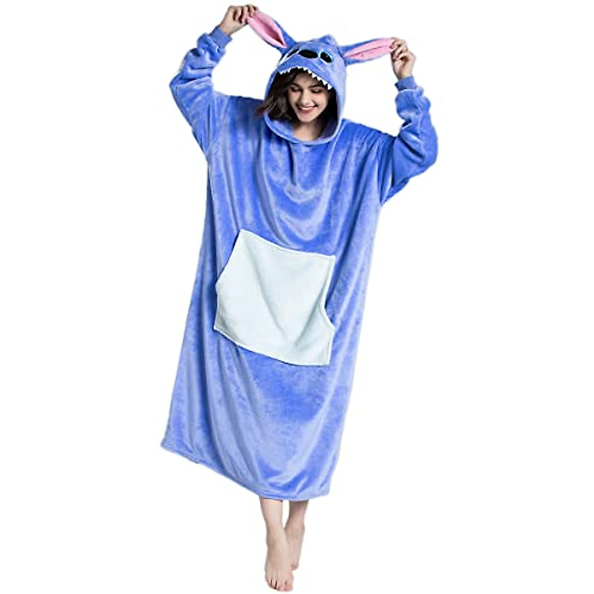 Animal Wearable Blanket Sweatshirt Unisex Oversized Animal Hoodie Blanket Thick Warm with Giant Pocket