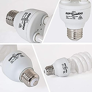 REPTIZOO Energy Saving Lamps UVB Bulb,Spiral Compact 26 Watts UVB 10.0 Reptile Light Bulb Fit for Desert Type Reptile/Snake/Lizard/Insect/Leopard Tortoise