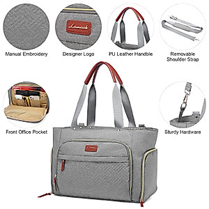 LOVEVOOK Breast Pump Bag, Diaper Bag Tote 3Pcs Set, Work Bag for Breastfeeding Mom with 15" Laptop Pocket, Cooler Bag & Changing Pad Fit Most Breast Pumps like Spectra S1/S2, Medela, Rainyb, Elvie