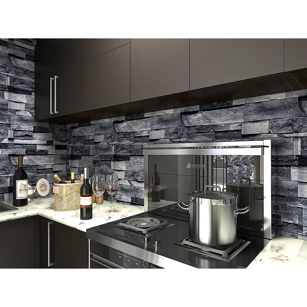 MS magic 17.7"×236" Vintage Gray Brick Wallpaper Self Adhesive Film Brick Peel and Stick Wallpaper Brick Faux Textured Wallpaper Stone Look Wallpaper