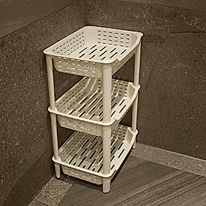IYAR HOME 3 Tier Shower Caddy Organizer Shelf Standing 12.4 x 9.06 x 18.11 Inches Shower Rack Floor Stand for Bathroom Storage Small Space White