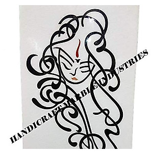 Marble Inlay Wall Decor Panel, Modern Inlay Furniture, Lady Face Black Onyx Pietra Dura Design, Gift For Modern Art Lovers