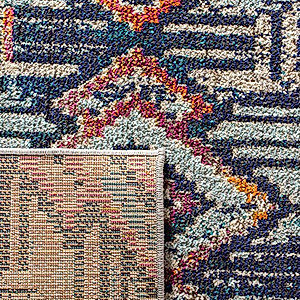 SAFAVIEH Madison Collection 10' x 14' Black / Orange MAD455Z Moroccan Boho Diamond Distressed Non-Shedding Living Room Bedroom Dining Home Office Area Rug