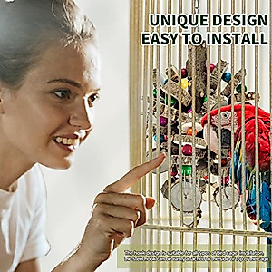 Bird Toys, Parrot Toys for Large Birds, Natural Peppered Wood African Grey Parrots, Macaws, Cockatoos, Amazon Parrot chew Toys, Aviary Hanging Toys