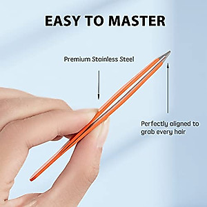 Velodios Tweezers for Women and men, Professional Precision Tweezers for Eyebrows, Pointed and Slant Tweezers for Facial Hair, Splinter and Ingrown Hair Removal, Stainless Steel Tweezers Set - 4Pack