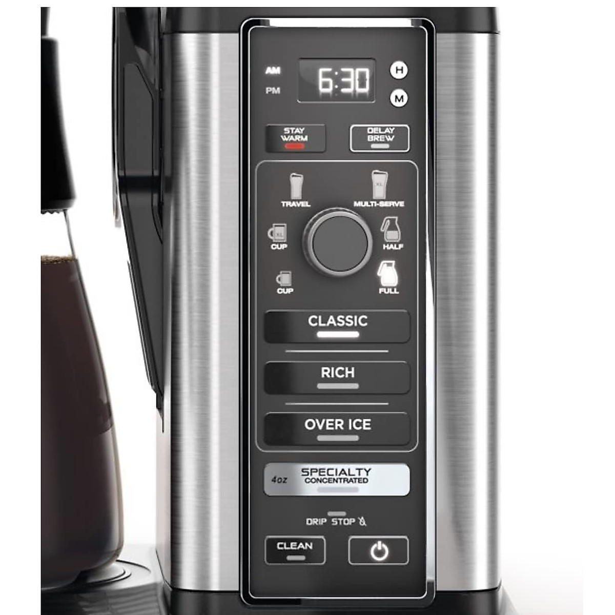Ninja Specialty Coffee Maker CM400, Removable Water Reservoir, Glass Carafe, Single-Cup Brewing Fold Away Cup Platform