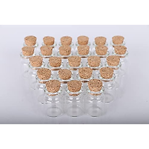 maxmau 25pcs Small Glass Bottles with Cork Stoppers DIY Art Craft Storage 5ml Mini Glass Vials,Tiny Jars for Wedding Party Favors Home Decoration with Connection Accessories Twine Bell