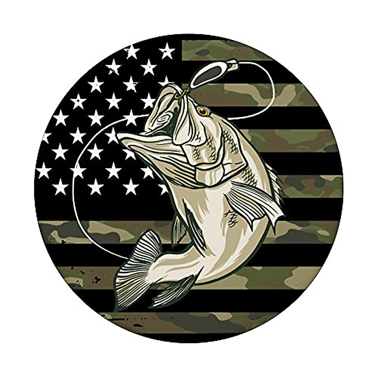 Fishing Camouflage US American Flag Bass Fish Fisherman Camo PopSockets PopGrip: Swappable Grip for Phones & Tablets
