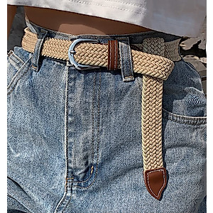 3 pcs Elastic Stretch Woven Belt with Classical Colors for Jeans Braided Belt for Golf Casual Pants (Classical Buckle)