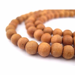 6mm Sandalwood Mala Beads: Fragrant Aromatic Wooden Meditation Beads for Yoga, Jewelry, Necklace, Chanting Genuine Nepal Product The Bead Chest