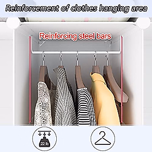 Aeitc Portable Wardrobe Closet Cube Storage Storage Organizer with Doors Bedroom Armoire Visibility Wardrobe (56"x18"x56", White)