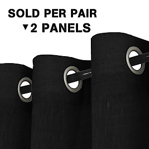 H.VERSAILTEX Linen Curtains Nickel Grommet Natural Linen Semi-Sheer Curtains, Privacy Added Premium Soft Rich Material Linen Curtain Panels for Living Room - 52x84 - Inch - Butter