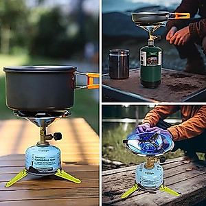 Hotdevil Portable Camping Stove Burner With Fuel Can Canister Stand equivalent to Coleman Bottletop Propane Camping Stove Single Burner Backpack Stove with Adjustable Stand (Gas Canister Not Included)