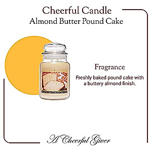 A Cheerful Giver - Almond Butter Pound Cake Scented Glass Jar Candle (24 oz) with Lid & True to Life Fragrance Made in USA
