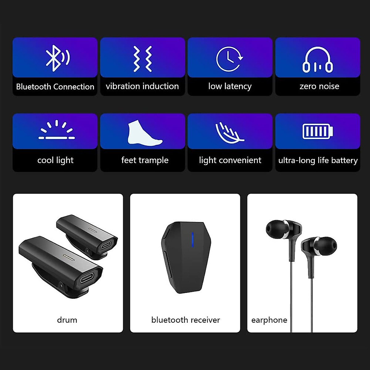 GUAZI STORE somatosensory drum set music electronic drum adult rock percussion portable air drum set suitable for beginners/adults/teens of musical instruments