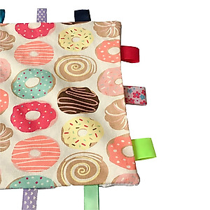 Lovey Baby Security Tags Blanket Soft Comfort Soothing Sensory Tag Plush Toy with Colorful Textured Ribbon Tag Blanket